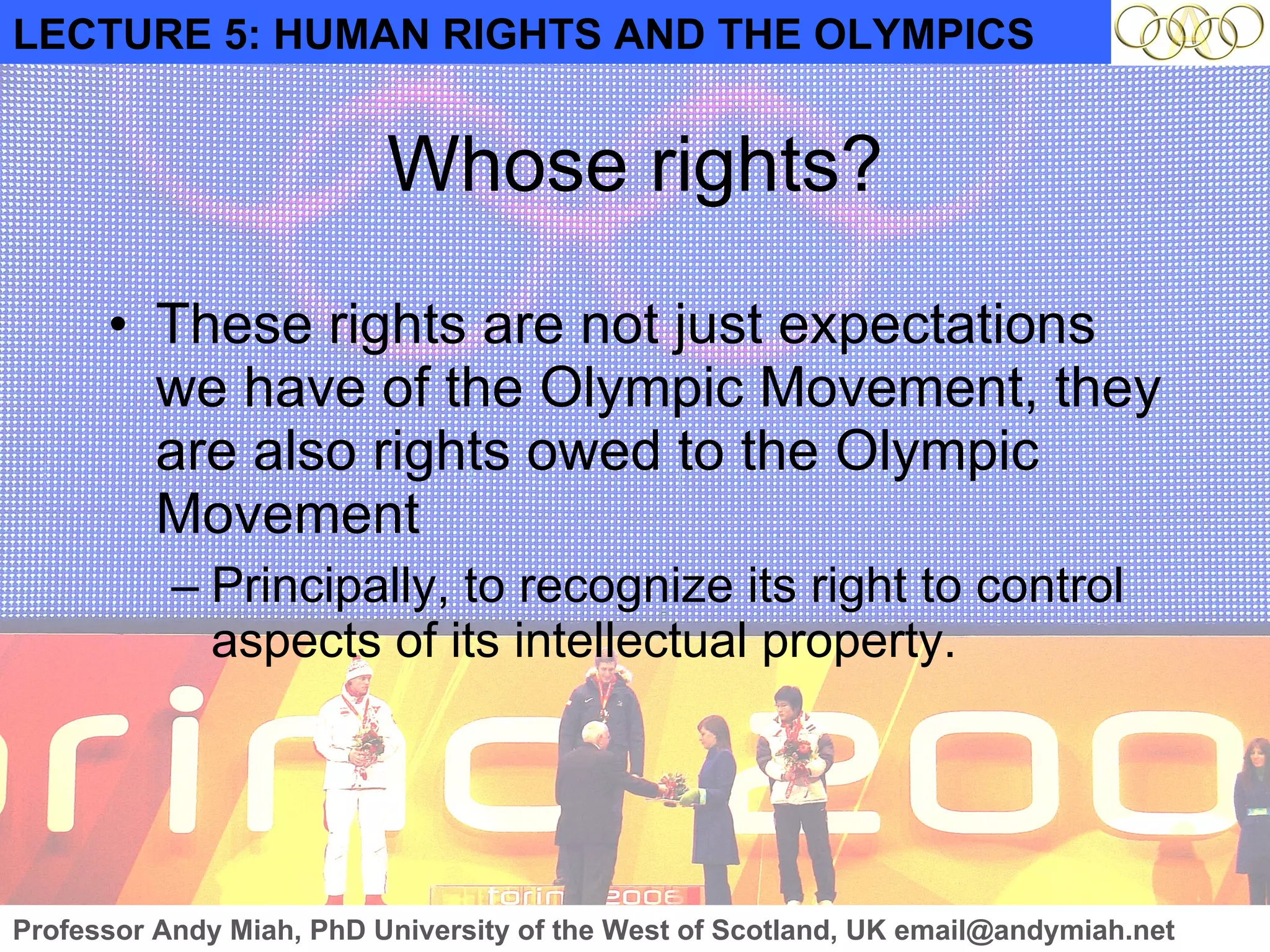 Human Rights and the Olympic Movement (Lecture 5 of 5) | PPT