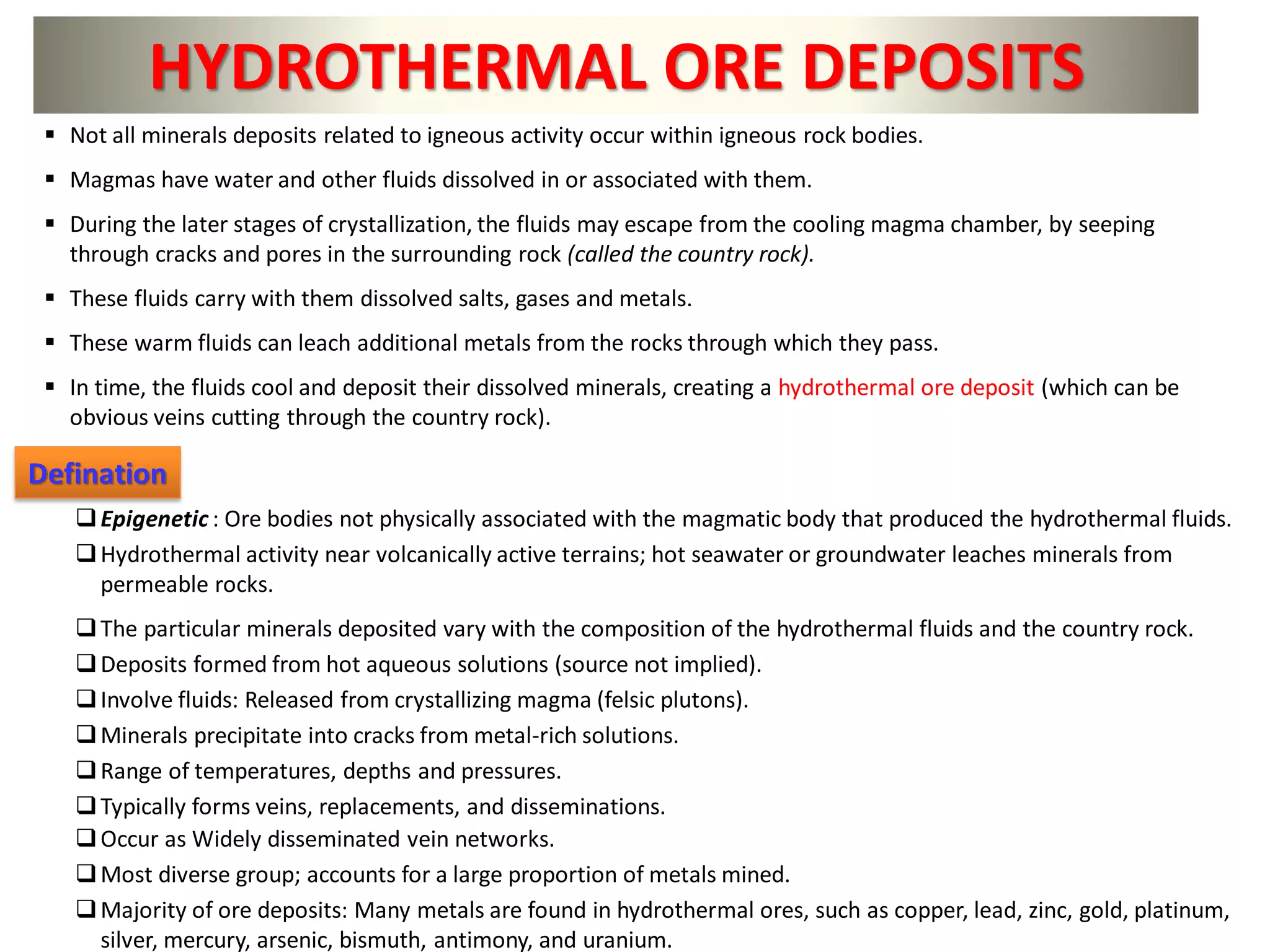 Lecture 5 hydrothermal ore deposits | PDF