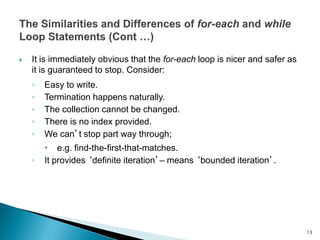 Lecture 5 - Interaction with for each and while loops | PPT | Free Download