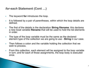 Lecture 5 - Interaction with for each and while loops | PDF