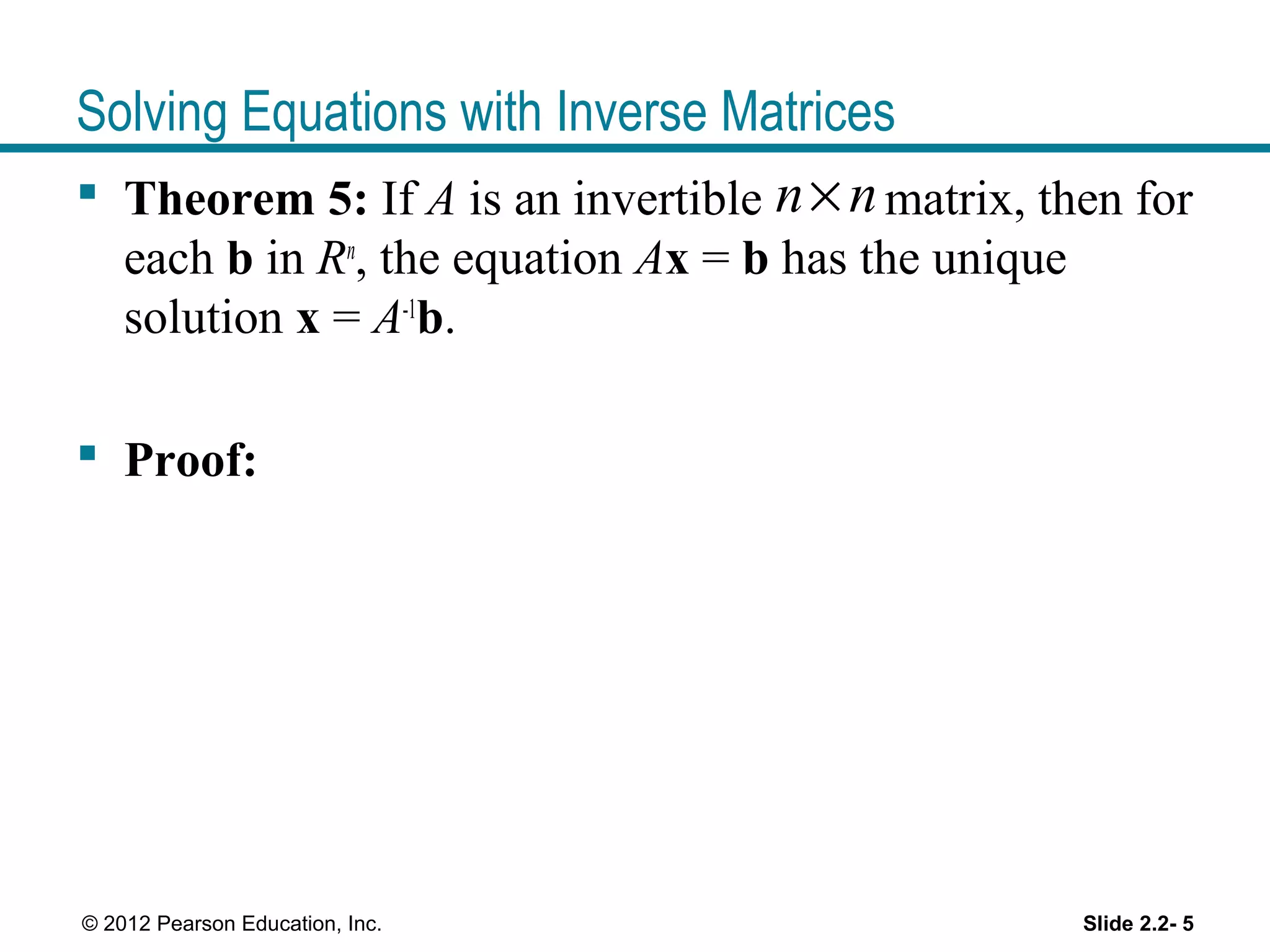 Lecture 5 inverse of matrices - section 2-2 and 2-3 | PPT | Physics ...