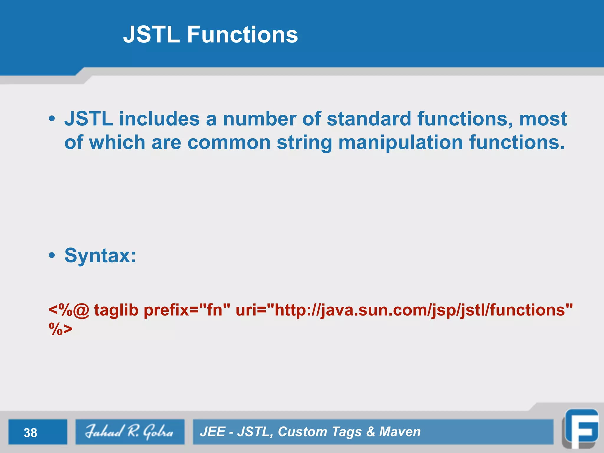 Lecture 5 JSTL, custom tags, maven | PDF