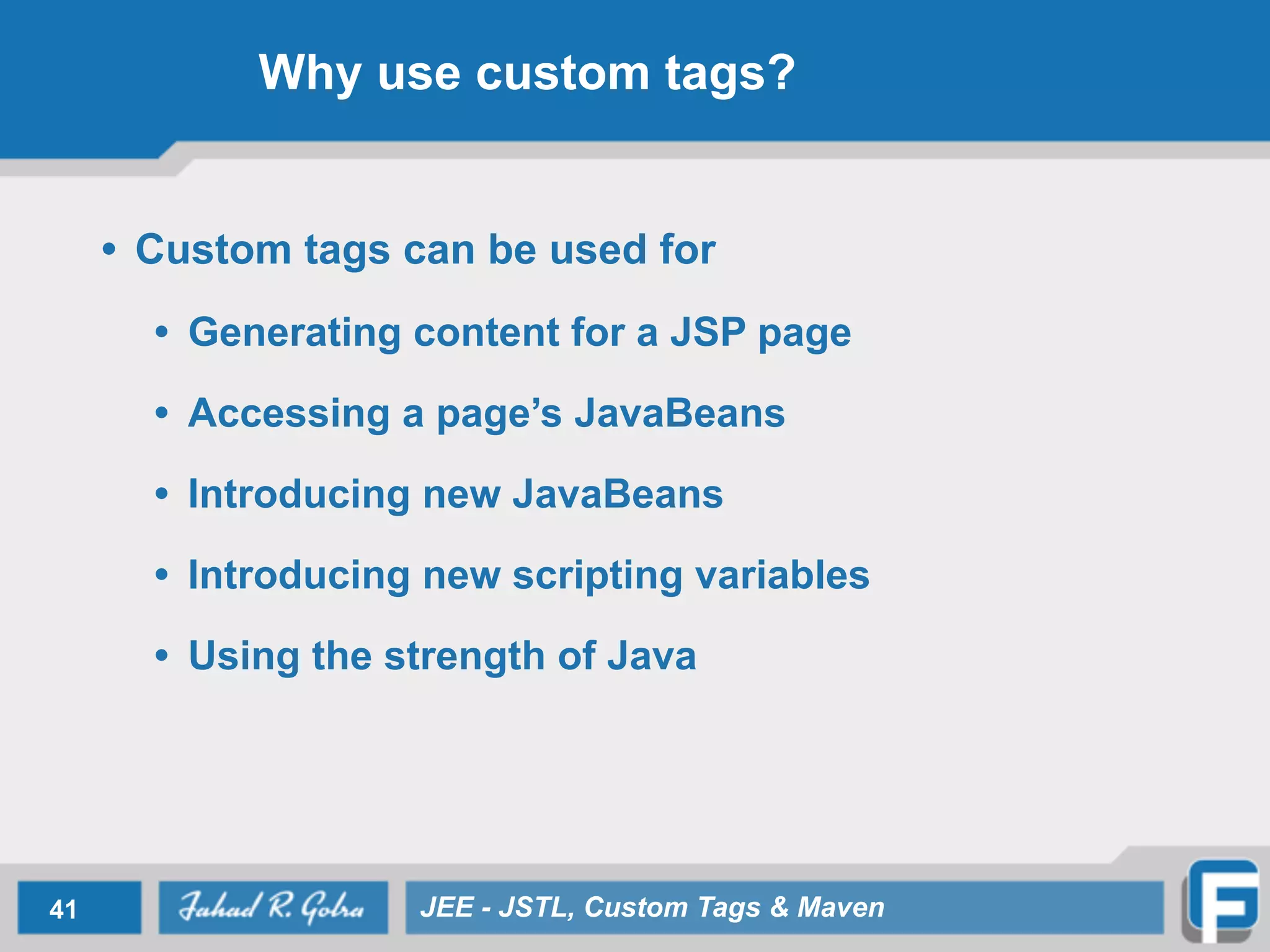 Lecture 5 JSTL, custom tags, maven | PDF