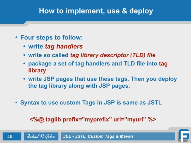 Lecture 5 JSTL, custom tags, maven | PDF