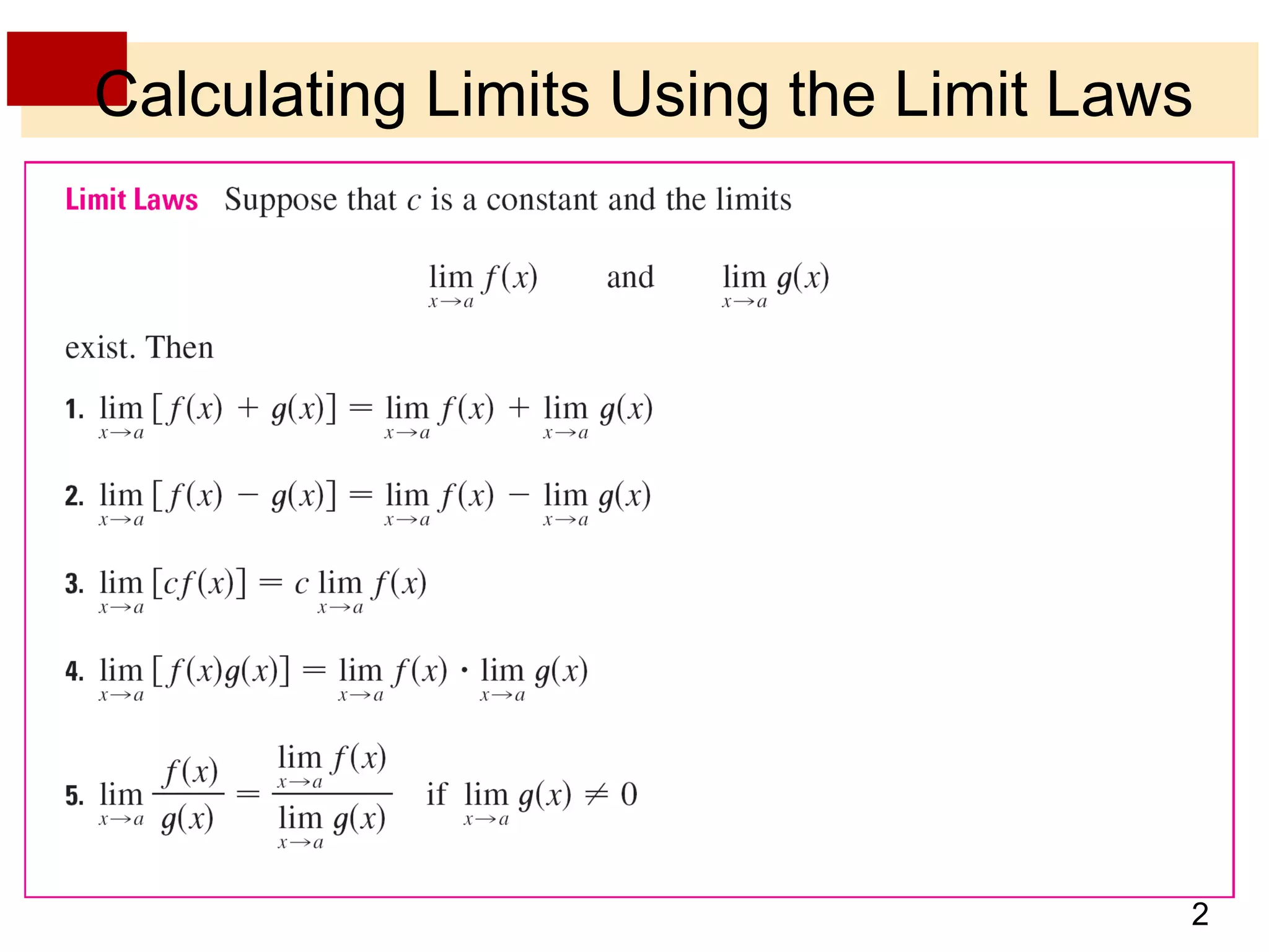 Lecture 5 limit laws | PPT
