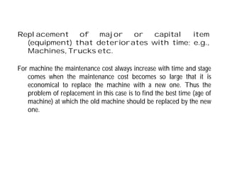 Lecture 5 - Replacement Problem for industrial equipments | PDF