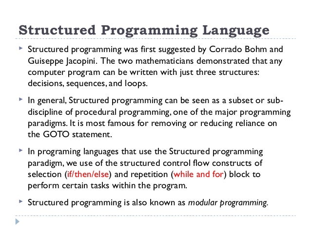 Lecture 5 Structured Programming Language