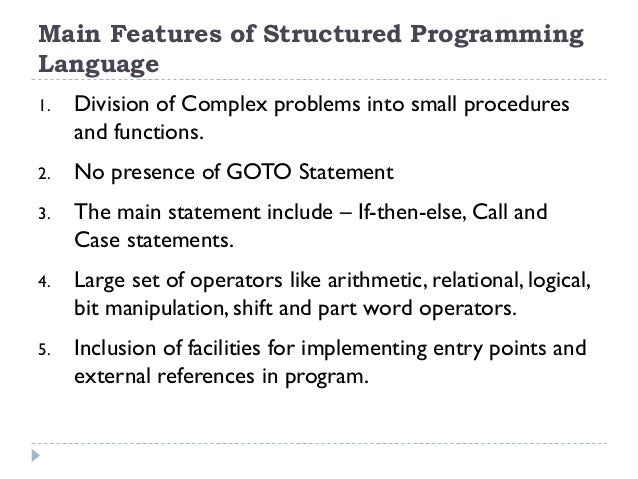 Lecture 5 Structured Programming Language