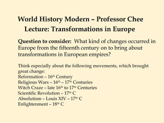 Lecture 5 transformation of europe - 10.2014 | Christianity | Religion ...