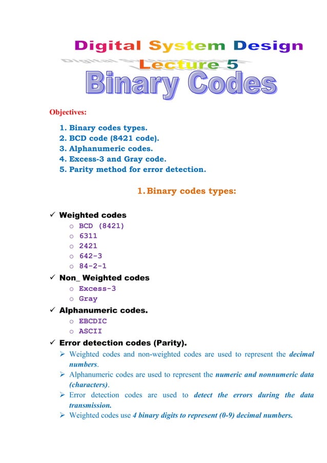 Lecture 5 binary_codes | PDF | Programming Languages | Computing