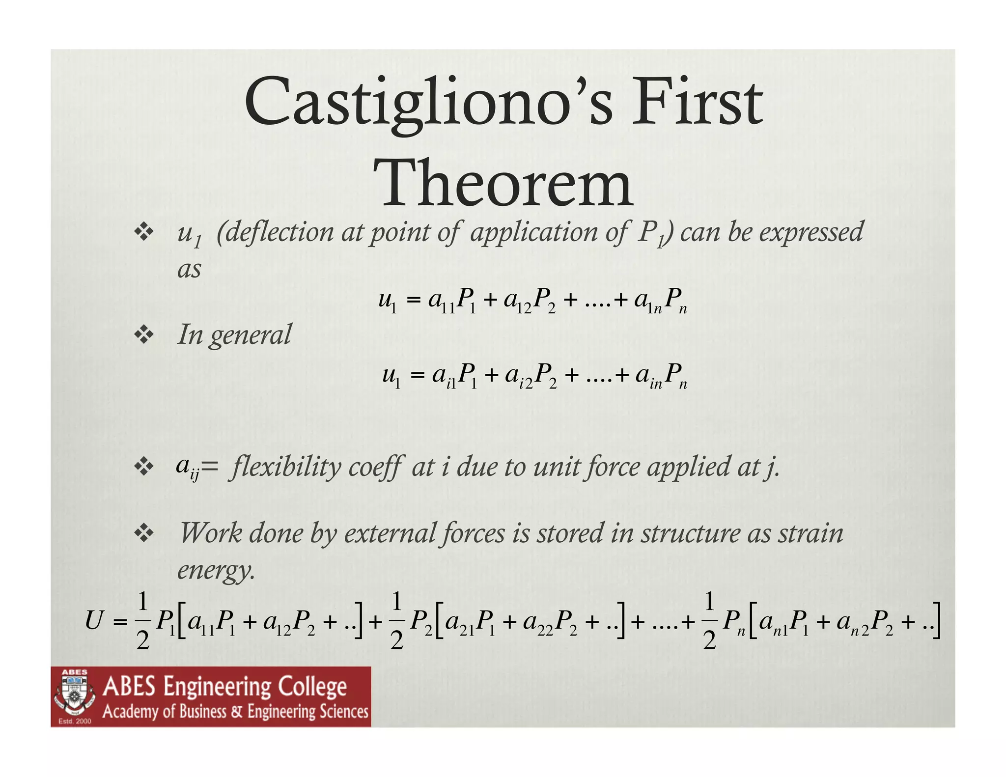Lecture 5 castigliono's theorem | PDF