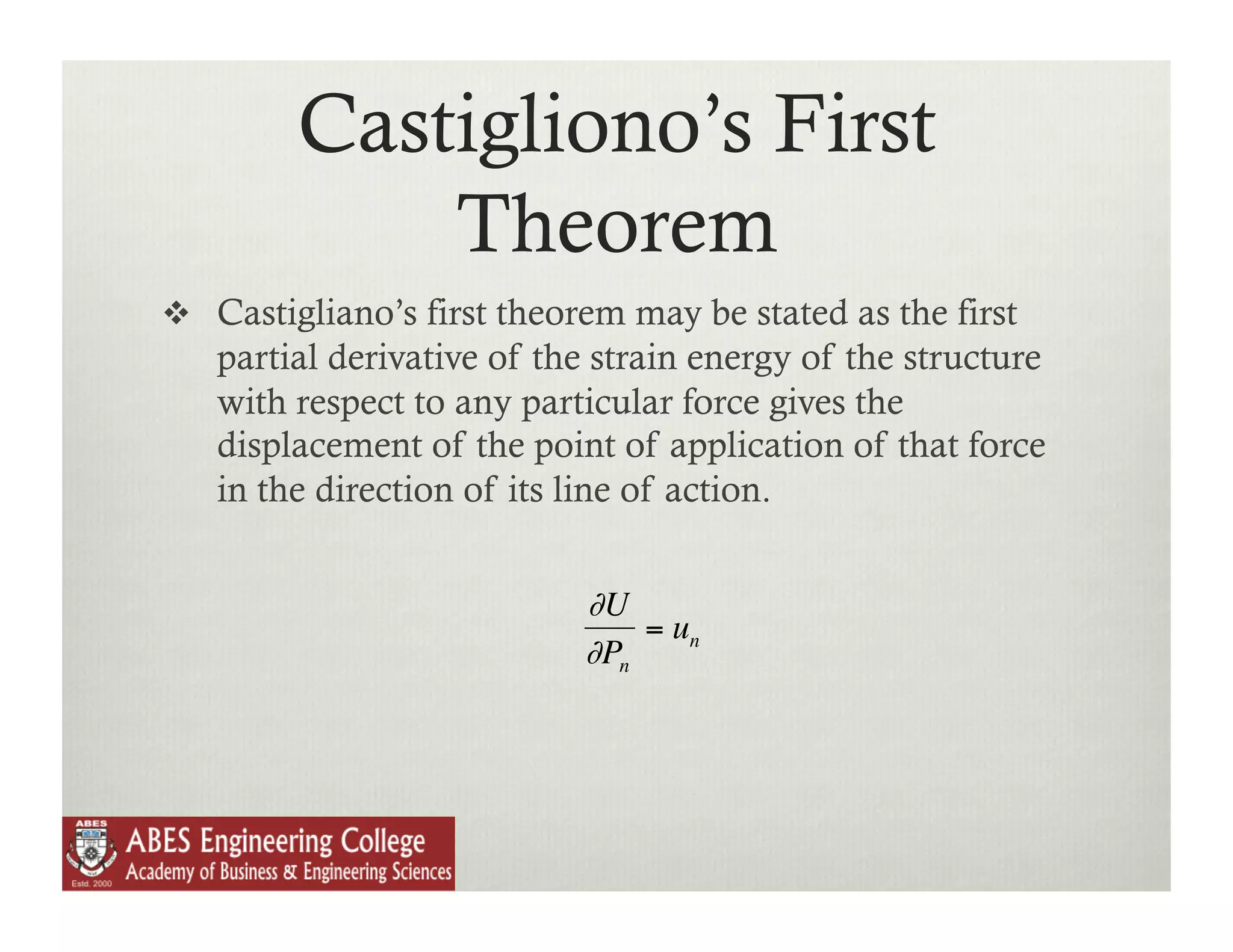 Lecture 5 castigliono's theorem | PDF