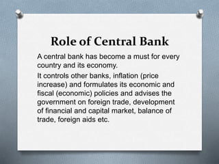 Lecture 5 central bank, fuction, monetary policy, objective | PPTX