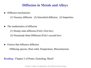 Lecture: Diffusion in Metals and Alloys | PDF