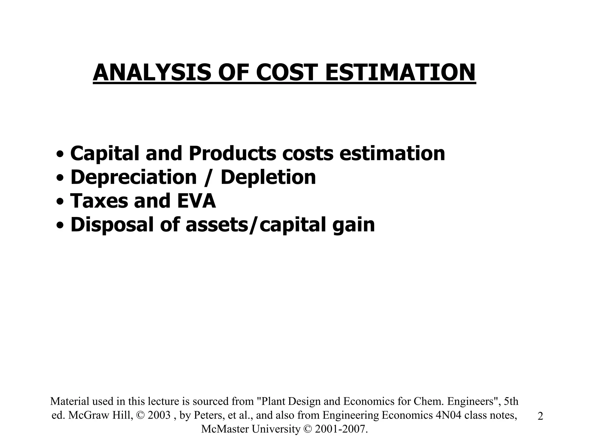 Lecture # 5 cost estimation i | PDF