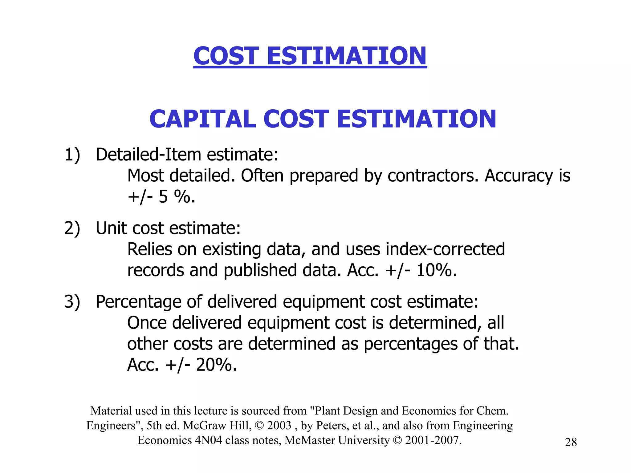 Lecture # 5 cost estimation i | PDF
