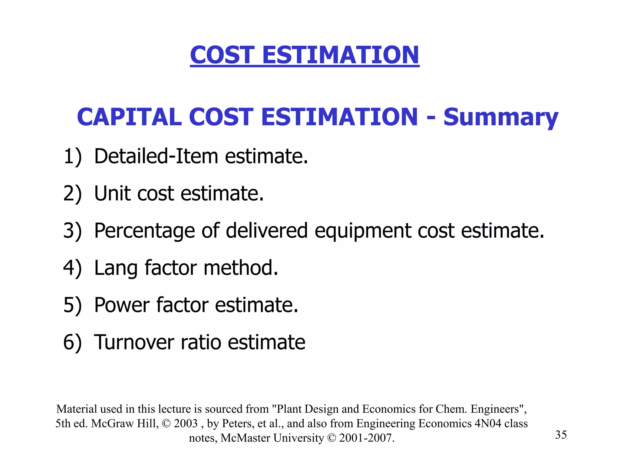 Lecture # 5 cost estimation i | PDF