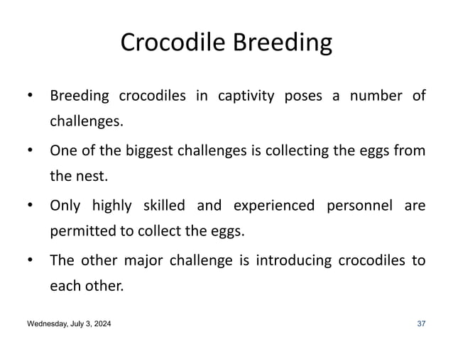 Lecture 5 CROCODILE HUSBANDRY AND PRODUCTION-1.ppt | Reptiles | Pets