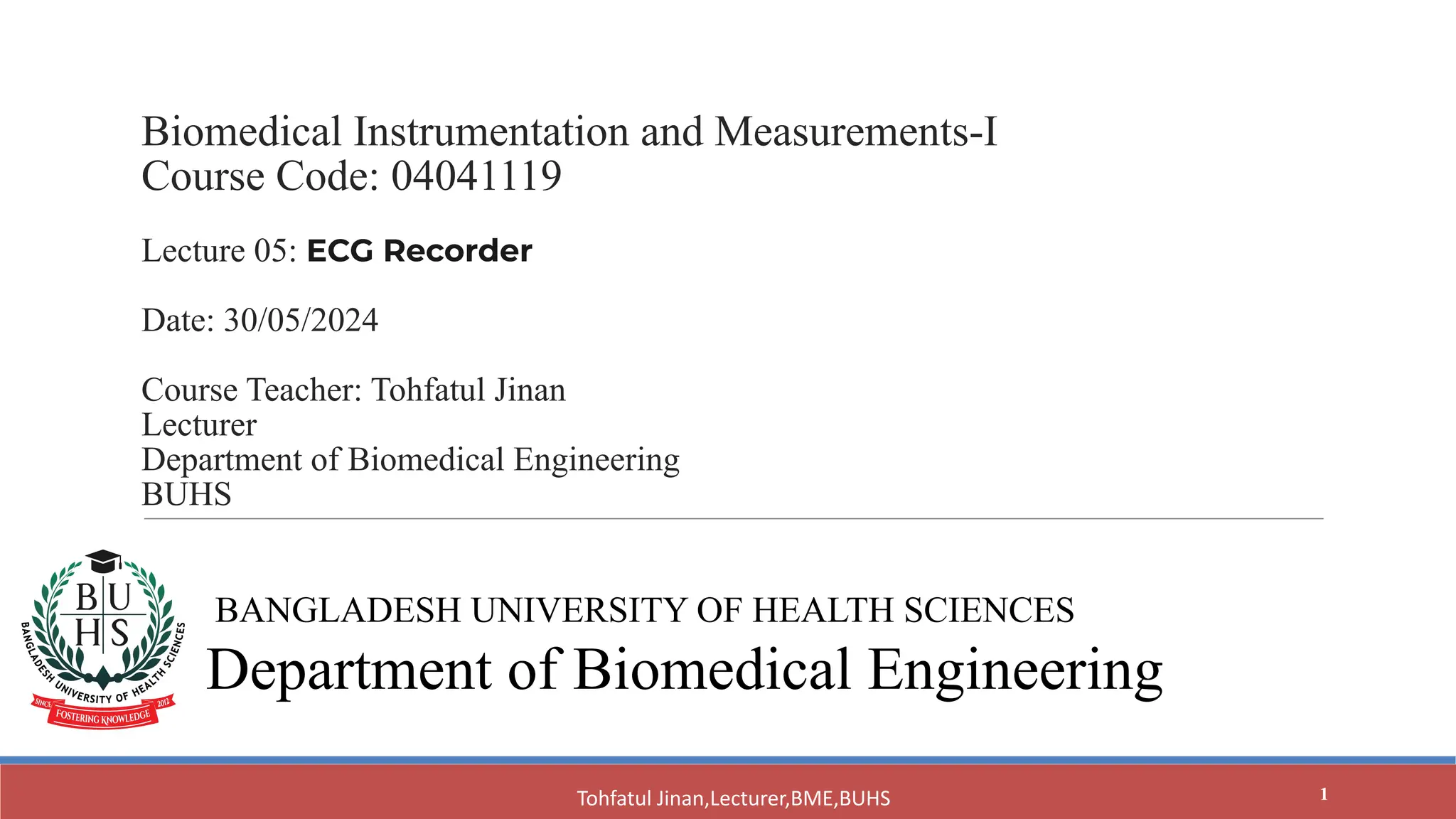 ECG Recorder description types operation use | PDF