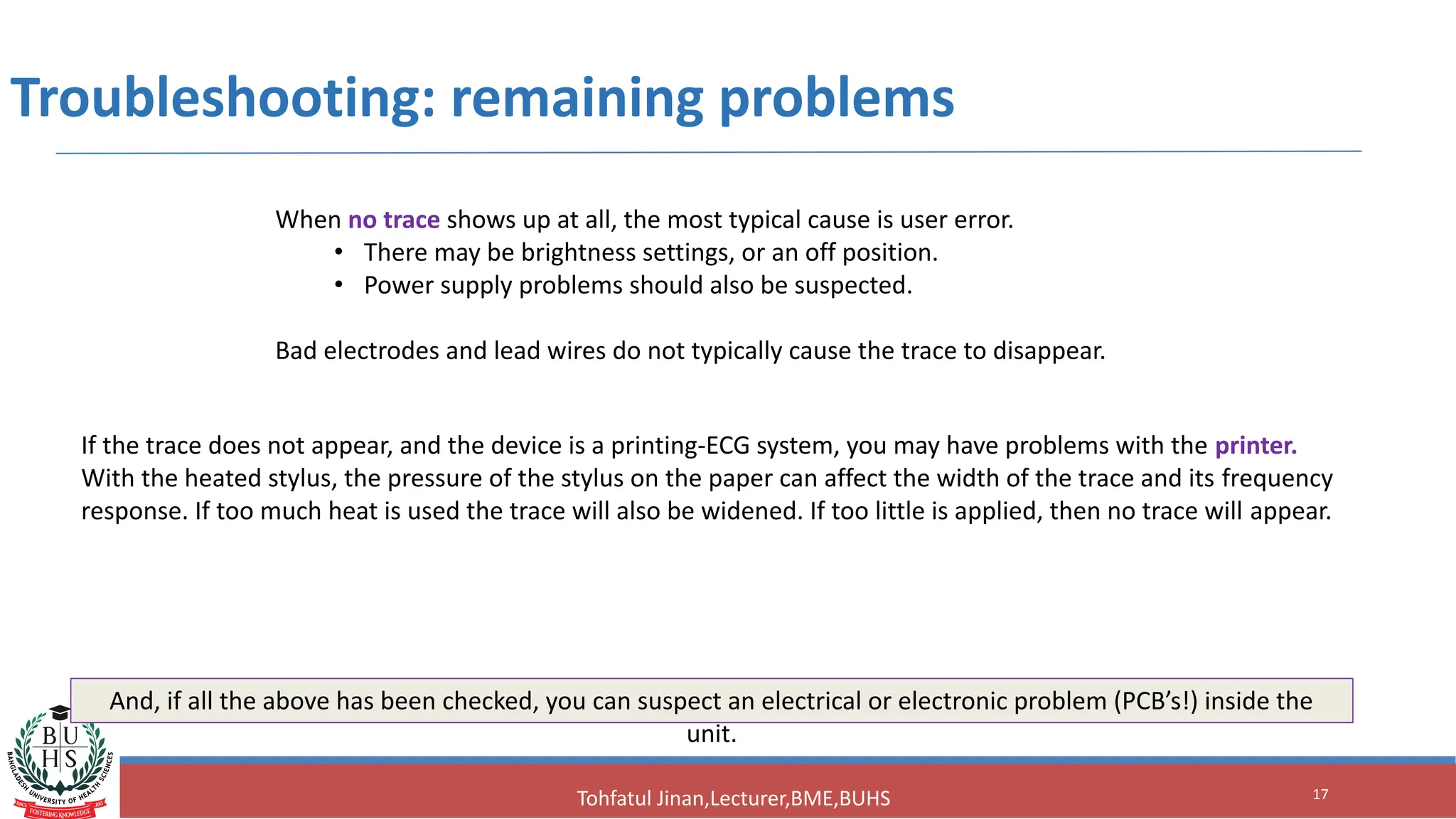 ECG Recorder description types operation use | PDF
