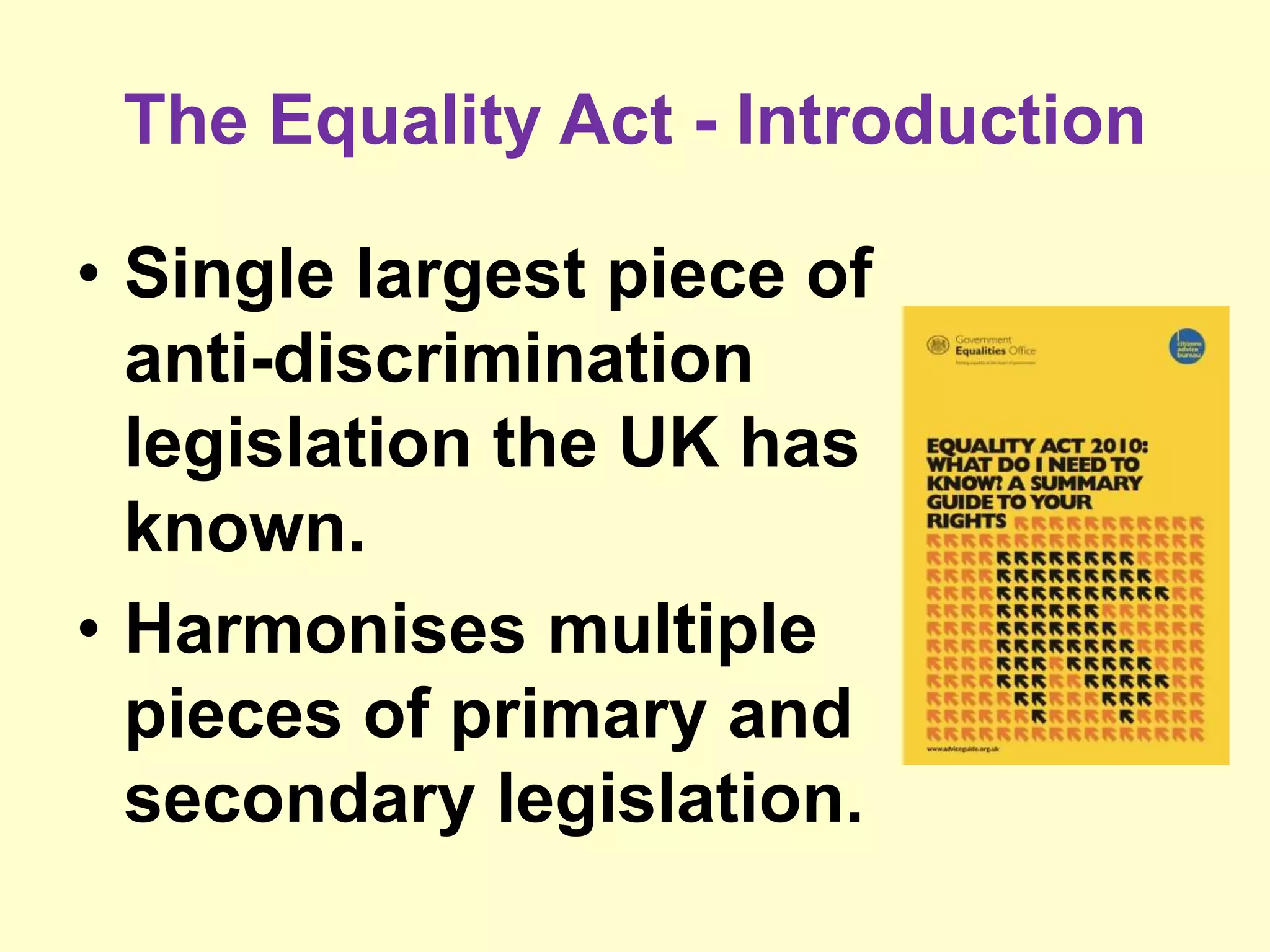 Lecture 5 equality and diversity the equality act 2010 | PPTX