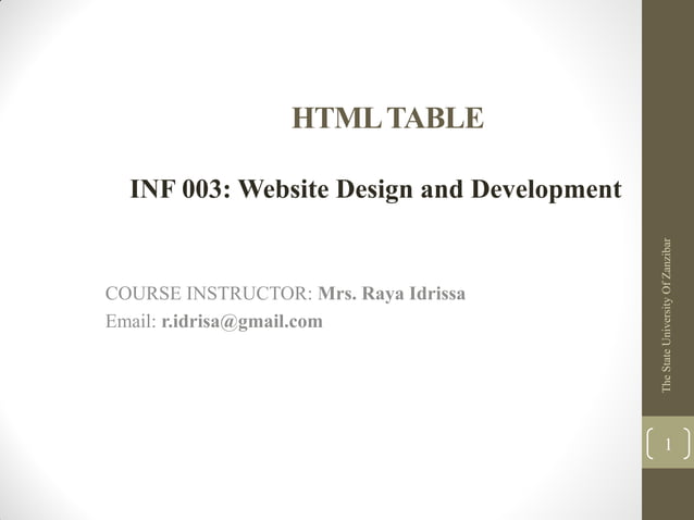 Lecture 5 html table | PPT