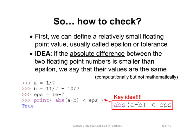 Lecture 5 numbers and built in functions | PPT