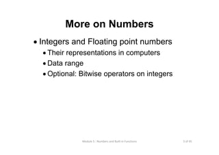 Lecture 5 numbers and built in functions | PPT