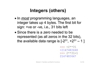 Lecture 5 numbers and built in functions | PPT