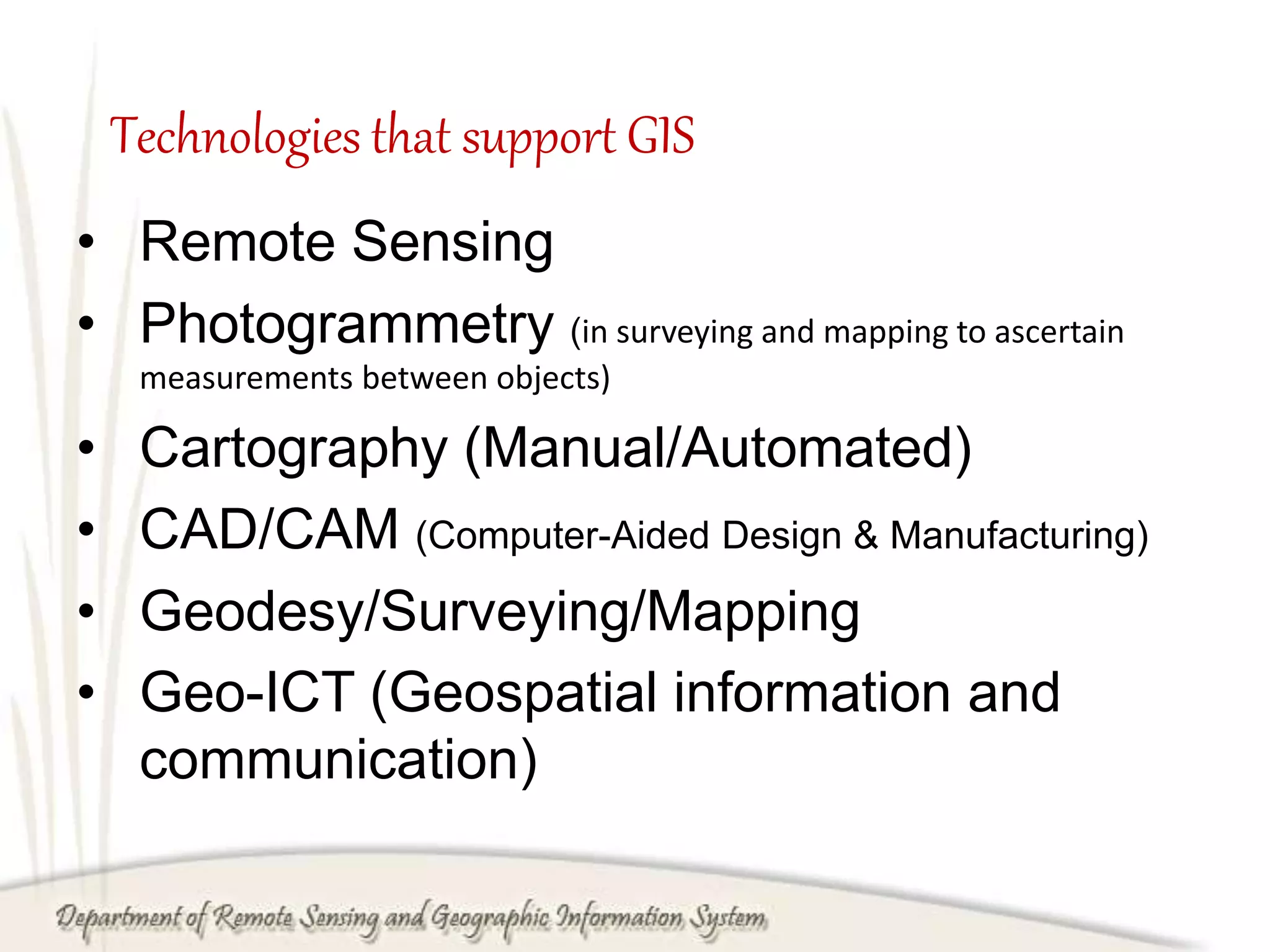 GEOGRAPHICAL INFORMATION SYSTEM (GIS) | PPTX