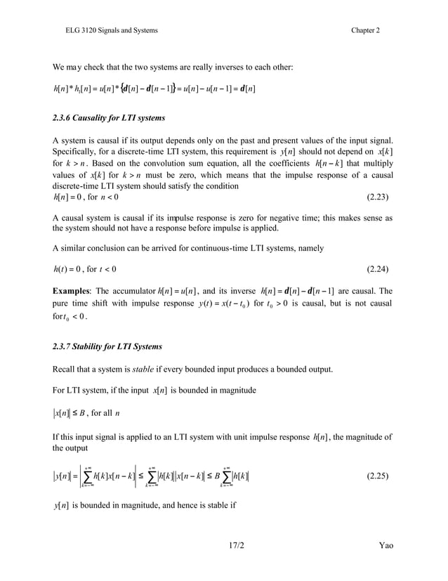 Lecture 5: The Convolution Sum | PDF | Physics | Science