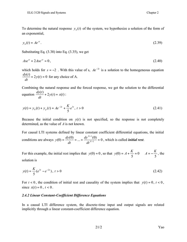 Lecture 5: The Convolution Sum | PDF | Physics | Science