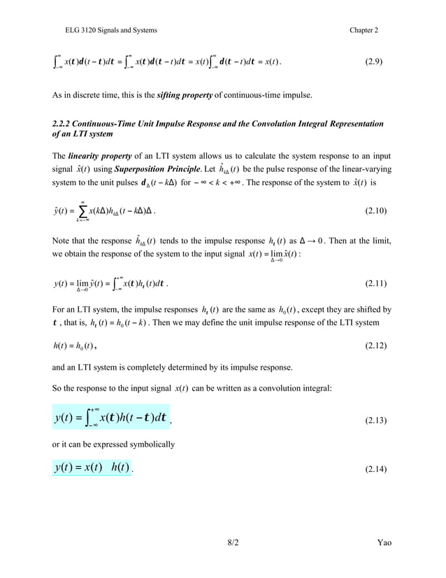 Lecture 5: The Convolution Sum | PDF | Physics | Science