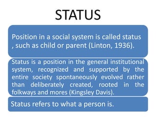 Lecture 5 social status and role | PPTX