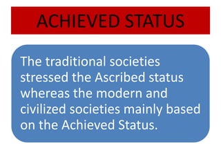Lecture on Social Status and Role | PPT