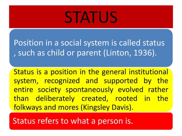 Lecture on Social Status and Role | PPT