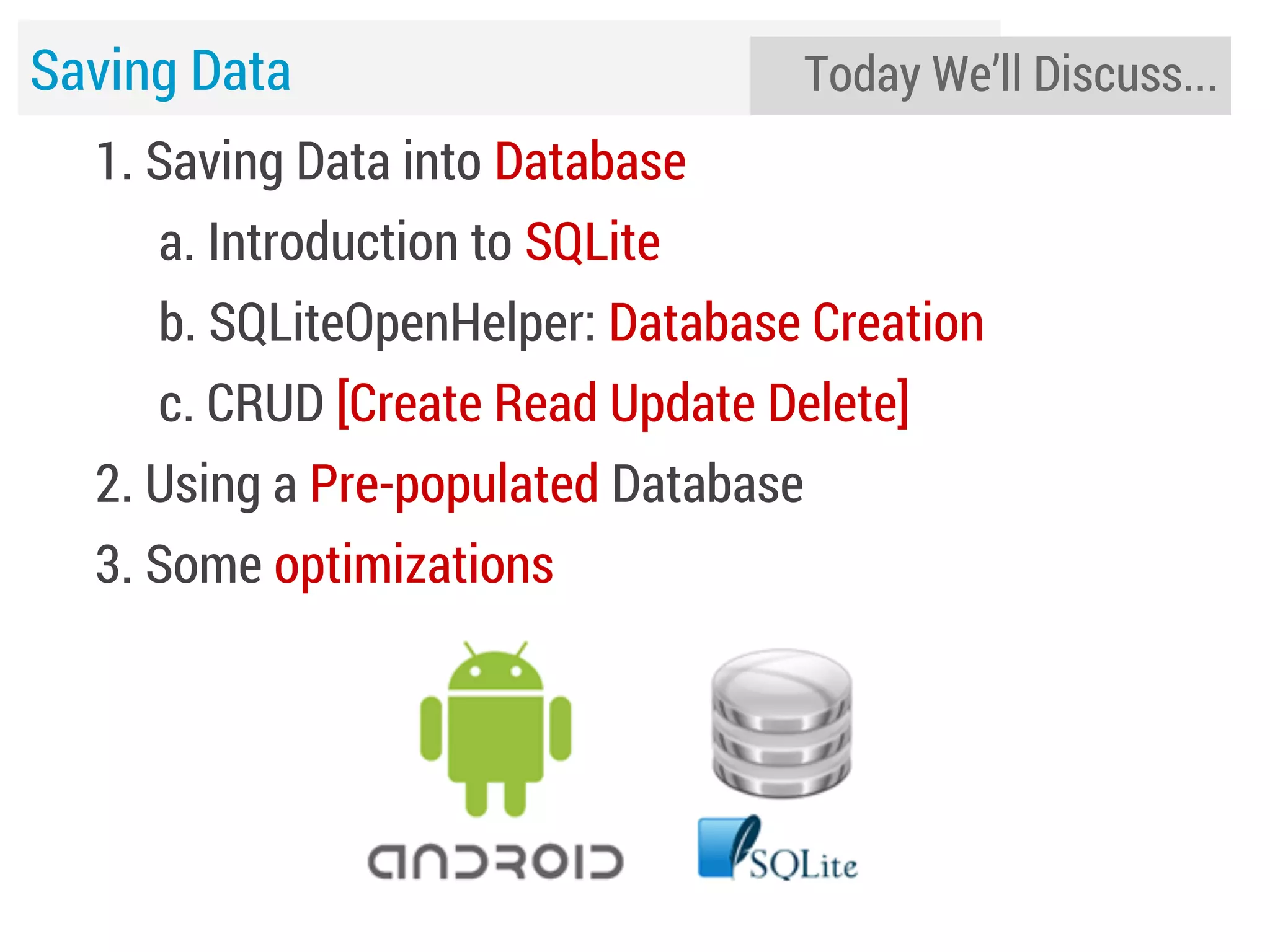 Lecture 5: Storage: Saving Data Database, Files & Preferences | PPT