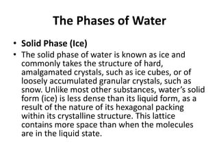 lecture 5 Structure and properties of water.pptx | Chemistry | Science