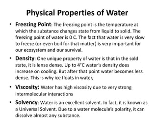 lecture 5 Structure and properties of water.pptx | Chemistry | Science