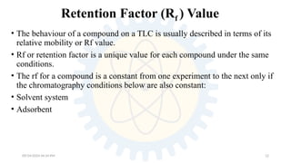 LECTURE5 TLC.pptx thin layer chromatography | PPTX | Chemistry | Science