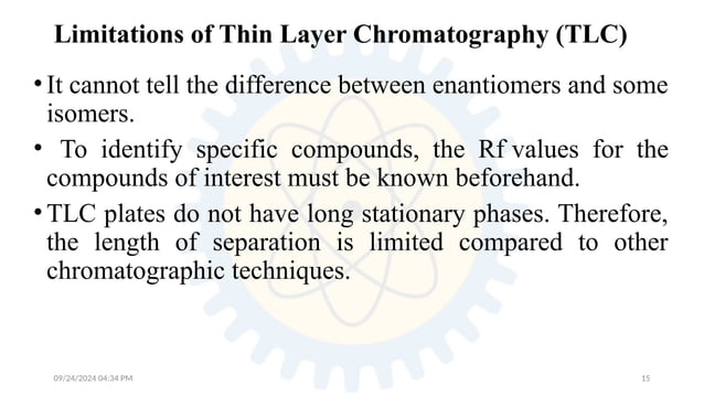 LECTURE5 TLC.pptx thin layer chromatography | PPTX | Chemistry | Science