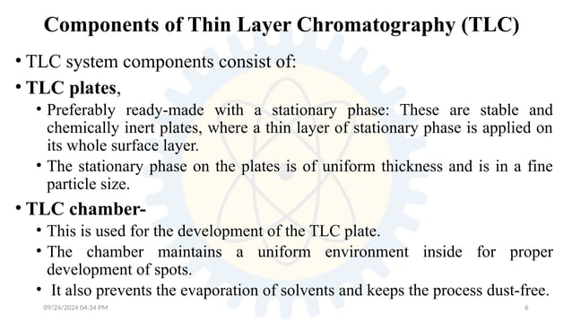 LECTURE5 TLC.pptx thin layer chromatography | PPTX | Chemistry | Science