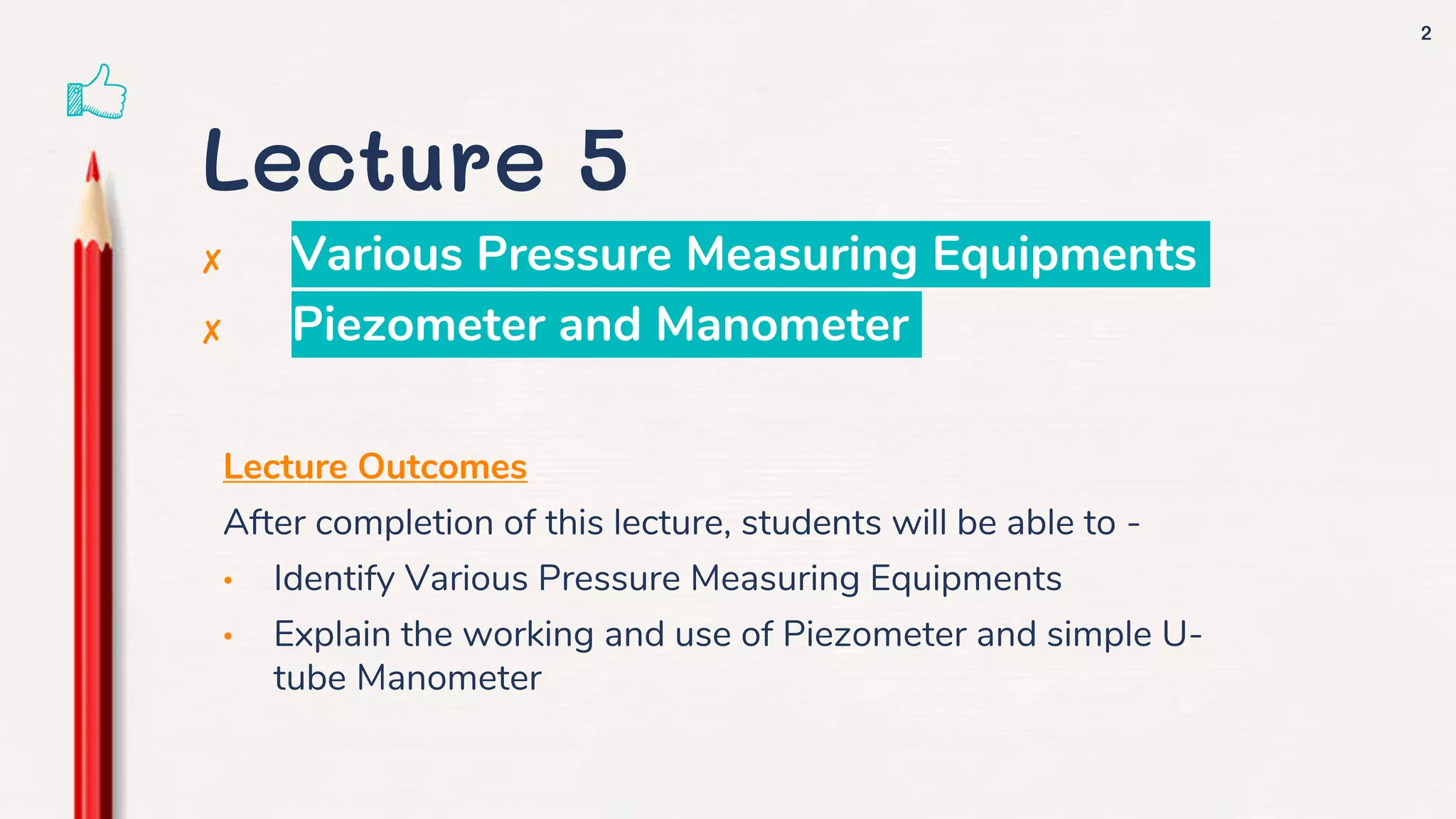 2. Pressure Measurement | Hydraulics | Fluid Mechanics | Civil Engineering | Diploma | PPTX