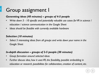 Virtual Reality for Science & Education - lecture 5 | PDF