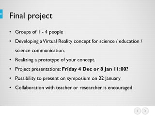 Virtual Reality for Science & Education - lecture 5 | PDF