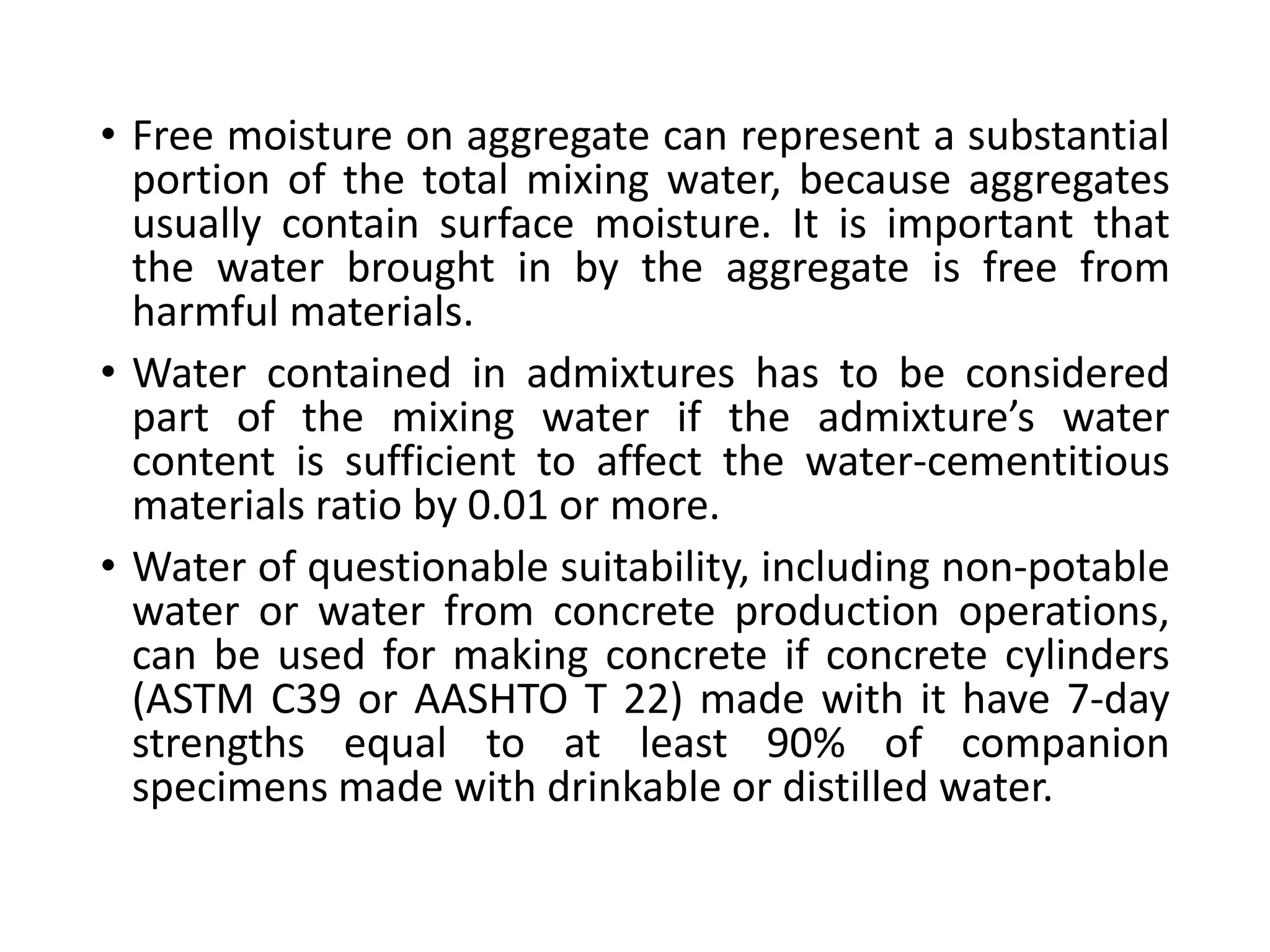 Lecture 5. Mixing water for Concrete ppt | PPTX