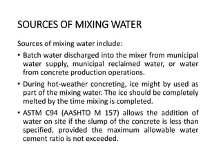 Lecture 5. Mixing water for Concrete ppt | PPTX
