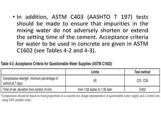 Lecture 5. Mixing water for Concrete ppt | PPTX