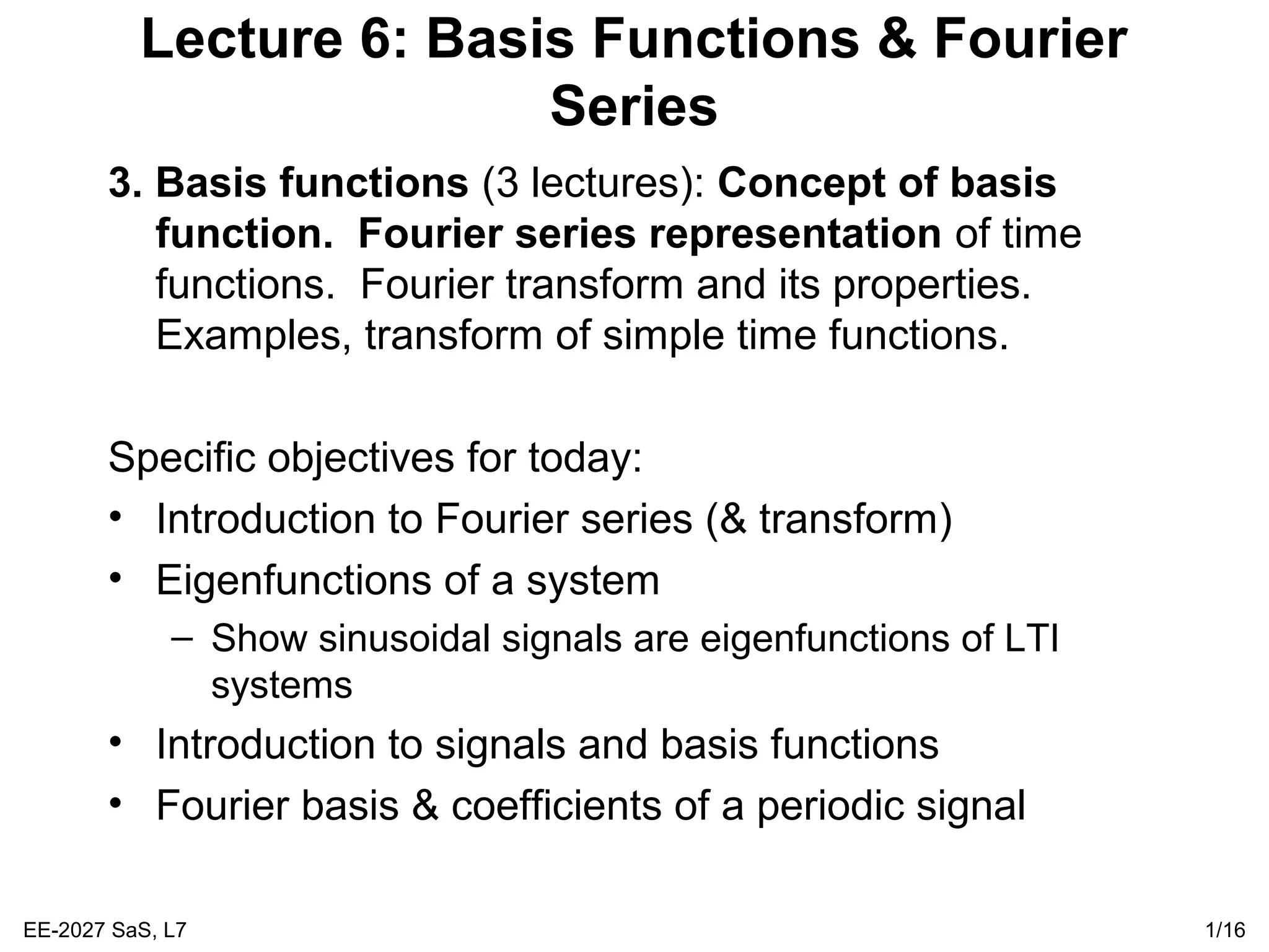 Lecture6 Signal and Systems | PPT