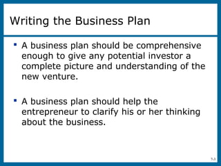 The Business Plan: Creating and Starting the Venture | PPT